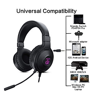 DGG ST-KM6 Wired RGB Backlit Gaming Keyboard and Mouse, Gaming Mouse Pad, Gaming Headset,All in One Combo for PC Gamers and Xbox and PS4 Users