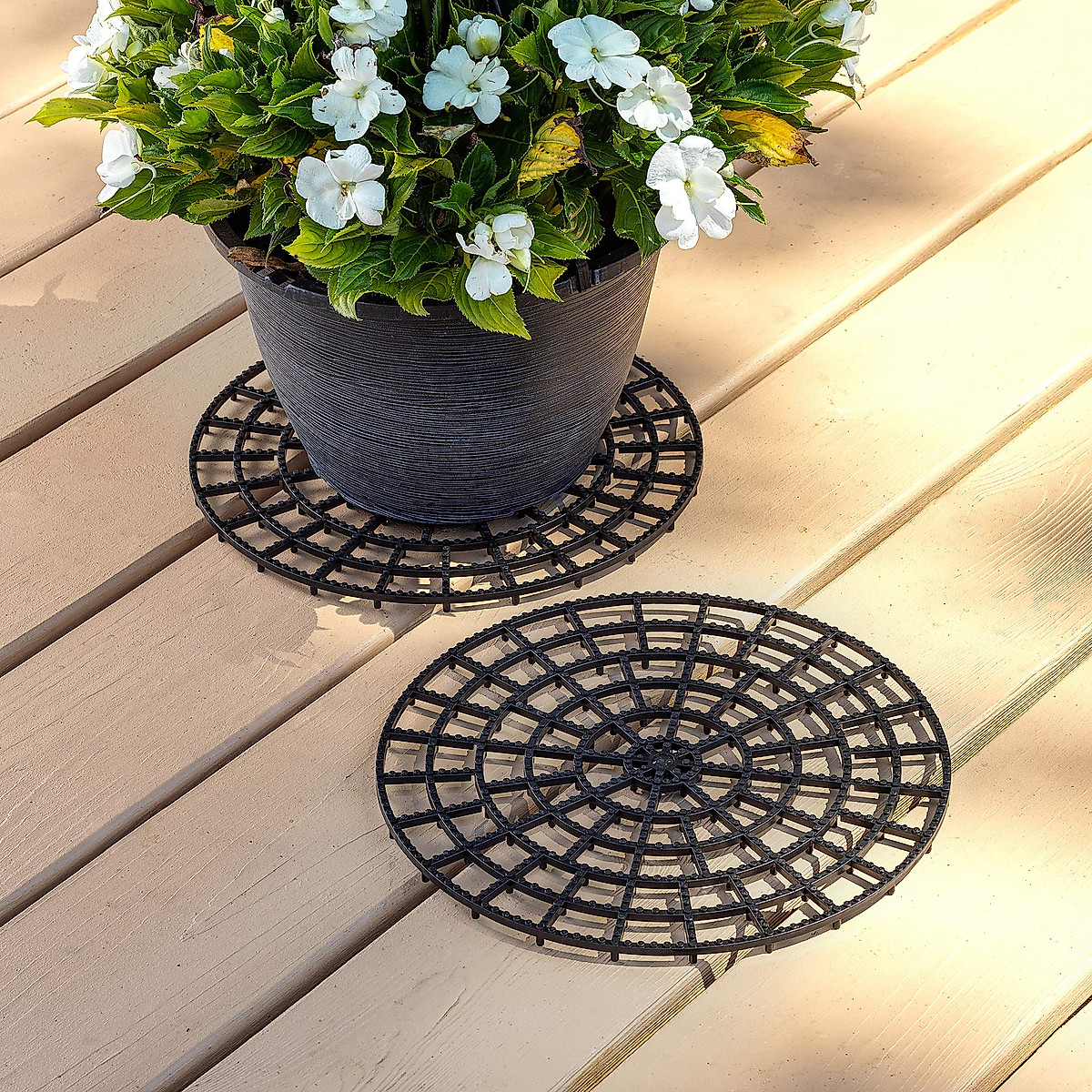 Patio & Deck Floor Protector (Set of 4) 12 in. Perfect Outdoor Plant Trivet Plant Stand Outdoor Plant Base Outdoor Plant Stands for Patio Deck Planter Plant Coaster Trivet Plant Deck protectors plants