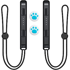 VANJUNN Replacement Wrist Strap for Switch OLED and Switch 2017Joycon,1 Pair Hand Wrist Strap Lanyard Replacement Parts Accessories with Joysticks Caps for Nintendo Switch Joycon