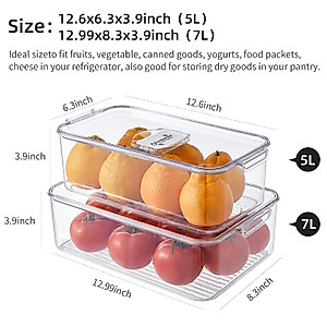 VELMADE Food Storage Containers with Lids 2 PCs, Airtight Food Containers for Kitchen Organization, Pantry Storage for Fridge, Refrigerator & Freezer, Fresh Keeper with Steam Vents, Clear
