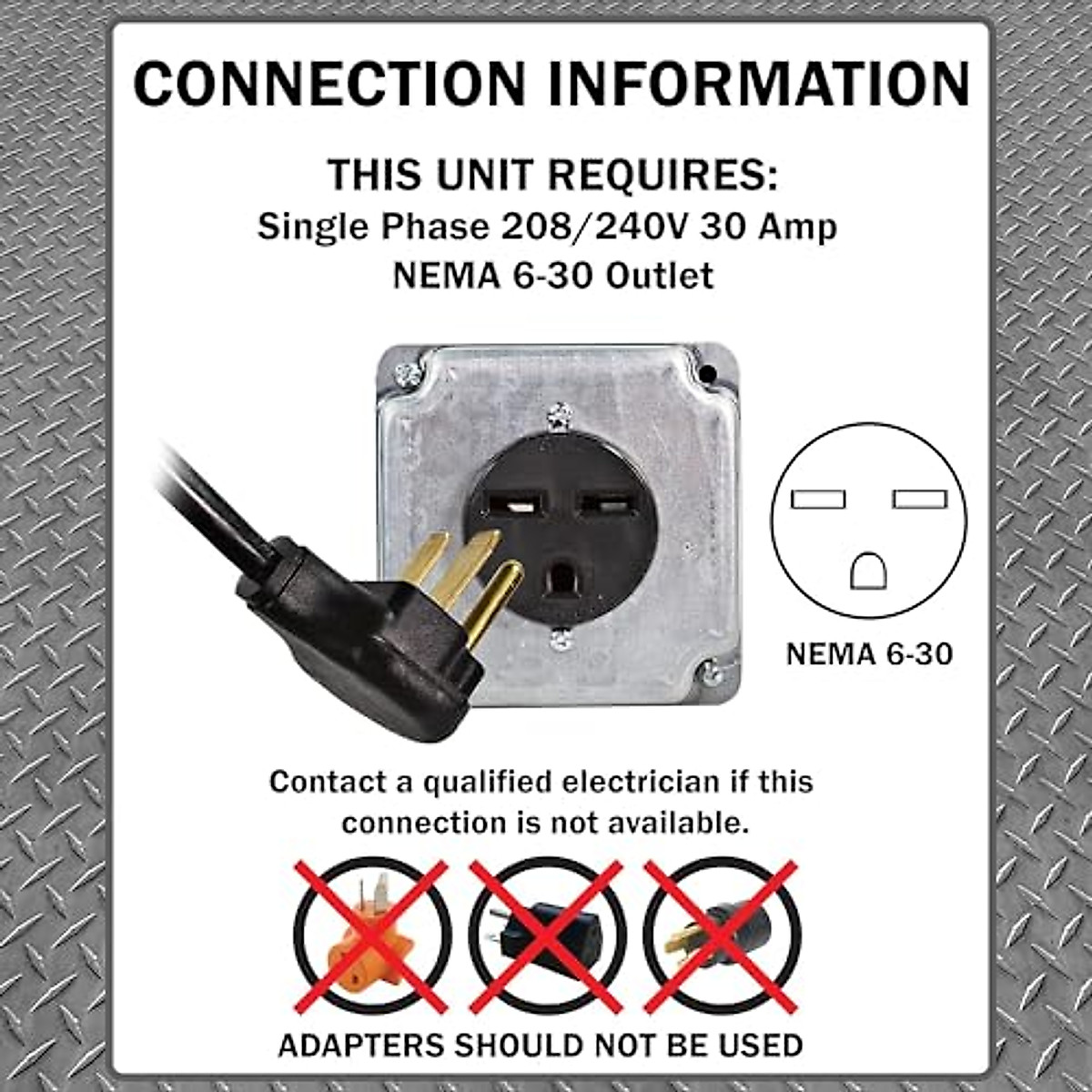 Comfort Zone Electric Fan-Forced Industrial Garage, Workshop Utility Space Heater, Thermostat Control, Heavy Gauge Steel, Carry Handle, Rubber Feet, NEMA 6-30P, & Overheat Protection, 4,800W, CZ290