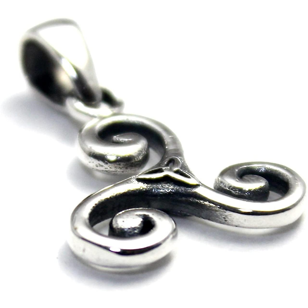 COSUMOSU 925 sterling silver Celtic Triquetra Trinity Knot Protection Pendant (Round Snake) (Triskelion)