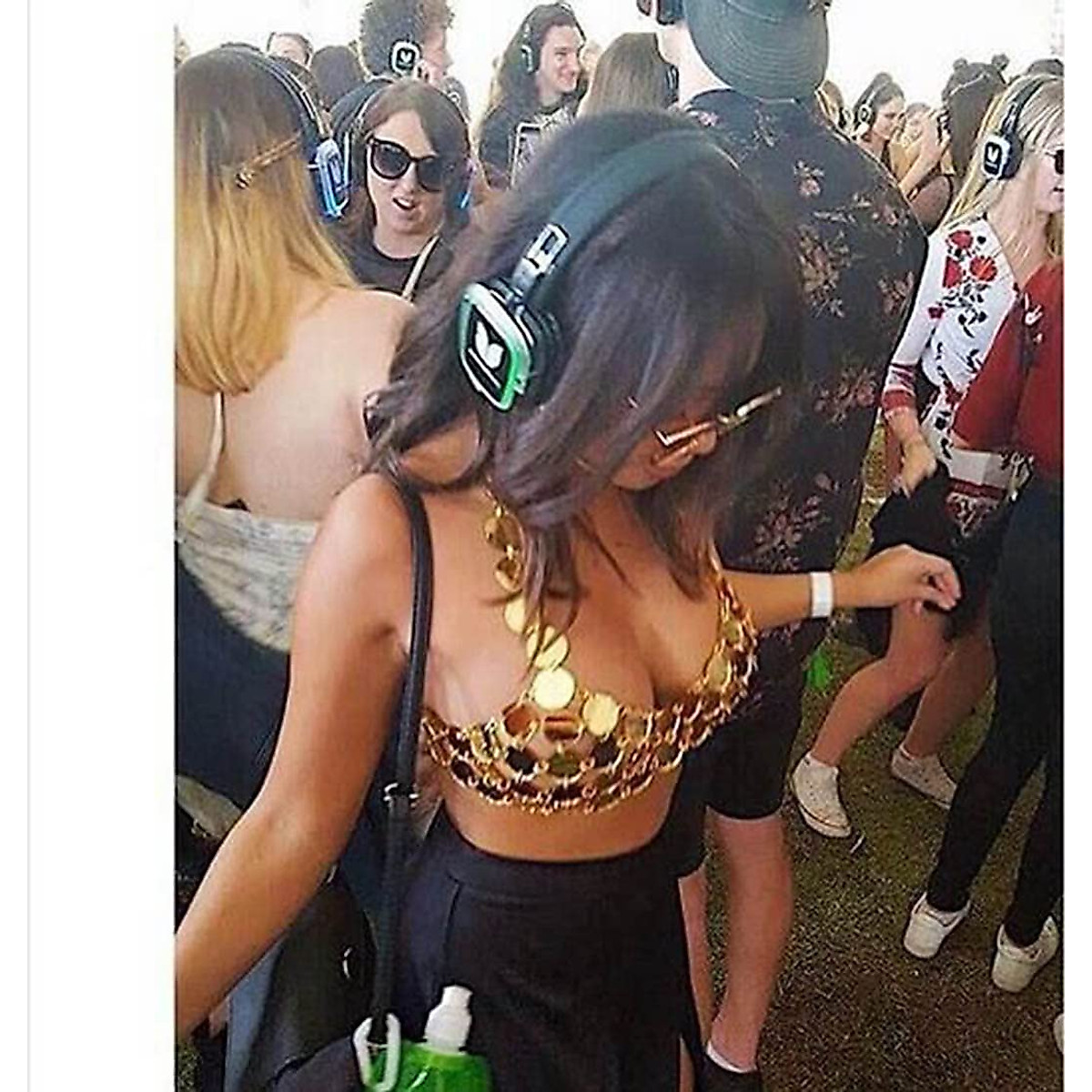 CanB Rhinestone Sexy Bra Chian Sparkly Crystal Tassel Underwear Body Chains Summer Halter Backless Beach Bikini Nightclub Hallowen Chain Body Accessories Jewwlry for Women and Girls (A)