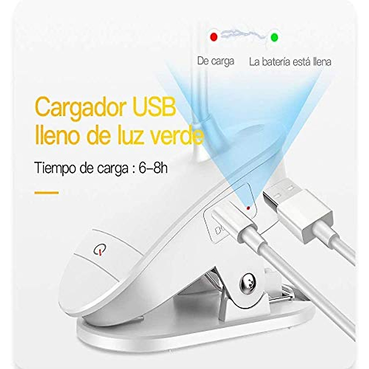 Clip on Lamp,Battery Powered Reading Lamp,Clip on Light for Bed Clip on Battery Light with 3 Brightness Level,USB Rechargeable, Reading Lamp