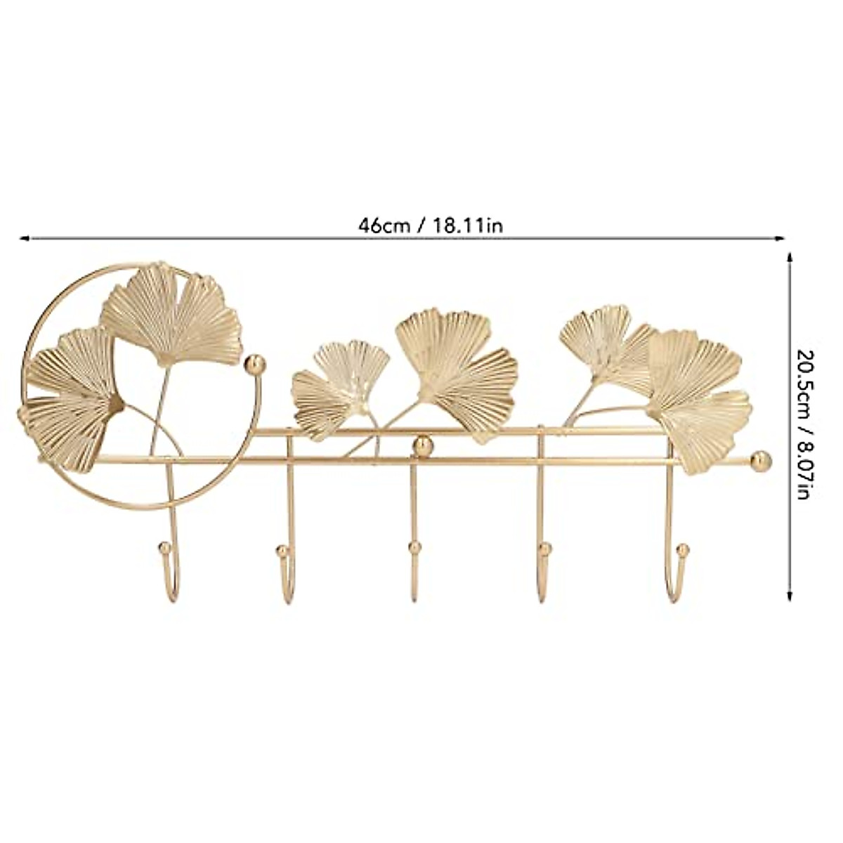 BuyWeek Coat Rack, Ginkgo Leaf Coat Hooks Wall Mounted Coat Hanger Elegant Style Wall Hooks for Clothes Hat Keys