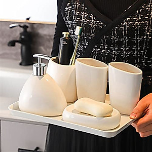CZDYUF Bathroom Supplies Set Wedding Wash Cup Set Bathroom Five-Piece Set European Ceramic Wash