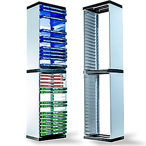 ADZ Universal Game Storage Tower – Stores 36 Game or Blu-Ray Disks – Game Holder Rack for PS4, PS5, Xbox One, Xbox Series X/S, Nintendo Switch Games and Blu-Ray Discs (White)