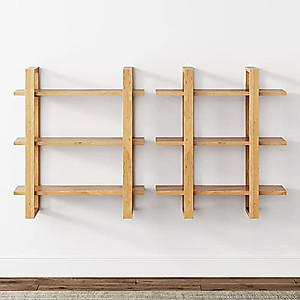 Nathan James Floating Wall Book Shelves, 3-Tier Display Shelf, Decorative Modular Shelf in Solid Wood for Bedroom, Nursery, Bathroom or Kitchen