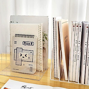 Halyuhn Acrylic Desk File Organizer, 4Sections Clear File Organizer for Desk, Letter Organizer Desktop, Acrylic Mail Organizer Countertop for Notebook, Document and Mail, File Holder for Desk,1Pcs