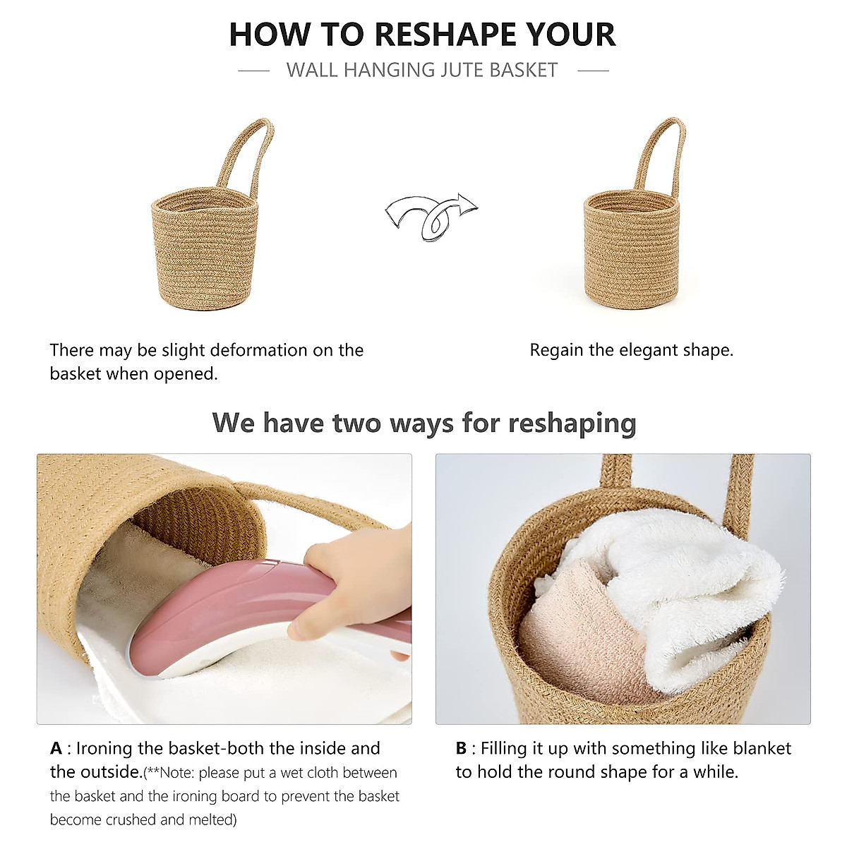 Dahey 2 Pack Wall Hanging Rope Basket with Artificial Eucalyptus Farmhouse Decor, Jute Woven Storage Organizer Flower Plants Basket Set Rustic Wall Decor for Porch Living Room Bedroom Entryway,Brown