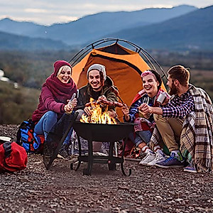 FireBeauty Fire Pit BBQ Grill Pit Bowl with Mesh Spark Screen Cover,Poker