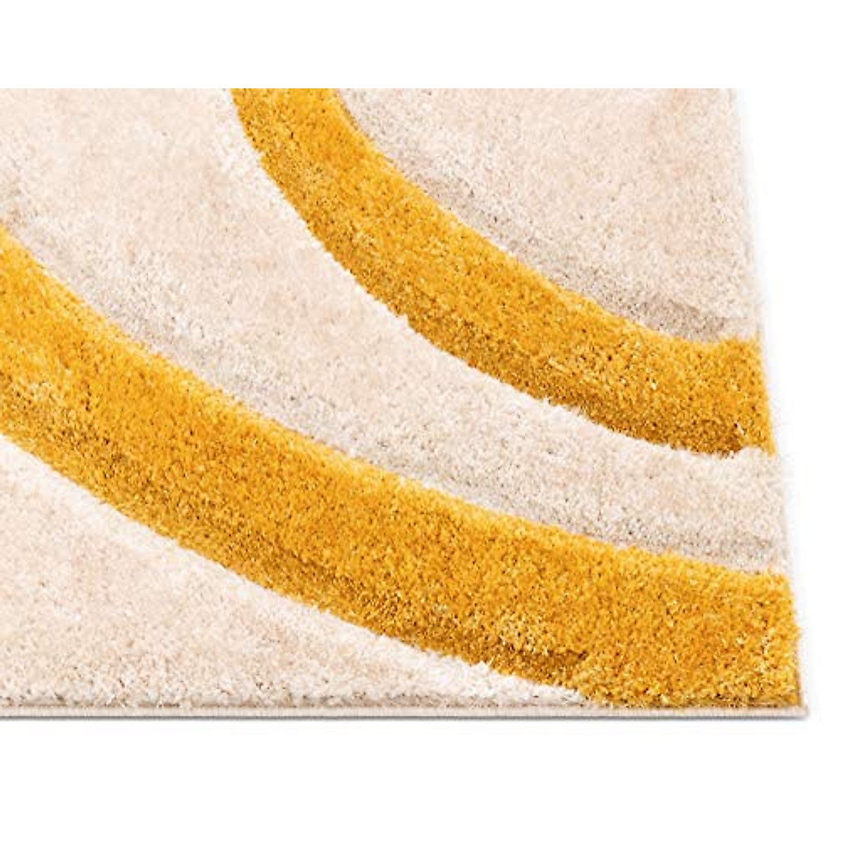 Well Woven San Francisco Bevel Yellow Modern Geometric 3D Textured Thick and Soft Shag 5'3" x 7'3" Area Rug