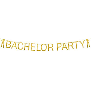 BroSash Bachelor Party Banner - Gold Sexy Stripper Bachelor Banner Bachelorette Party Decorations Naughty Wedding Decor Groom to Be Favor Garland Sign Bride Bridal Shower Supplies Engagement Idea…