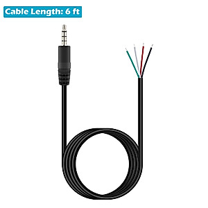 Fancasee 6 ft Replacement 3.5mm Male Plug to Bare Wire Open End TRRS 4 Pole Stereo 1/8" 3.5mm Plug Jack Connector Audio Cable for Headphone Headset Earphone Microphone Cable Repair