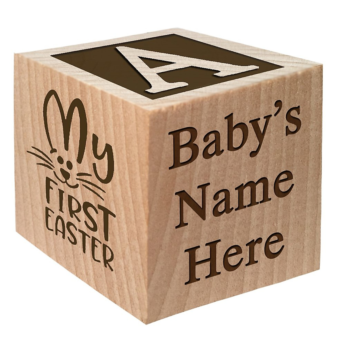 Baby's First Easter Gift 2024 - Personalized Block Easter Gift Custom Engraved Wooden Baby Block for Boy and Girl Choose Image Easter Basket Bunny Egg He is Risen My First Easter Cross