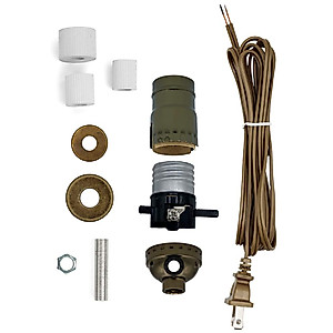 Creative Hobbies Antique Brass Finish Bottle Lamp Kit with 3 Rubber Adapters for Wine, Liquor Bottles, Jugs and More