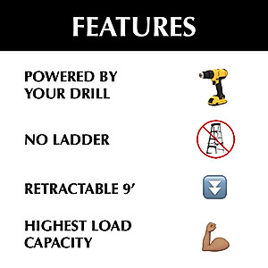 E-Z Garage Storage Syzzor Loft Retractable Overhead Garage Storage Rack - Ceiling-Mounted Lift, Stores 20+ Totes - 800lbs Load Capacity, 4 ft. x 7 ft.