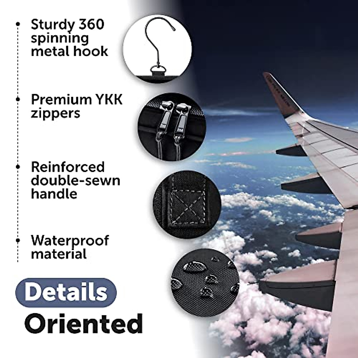 AvaJex Hanging Travel Toiletry Bag for Men & Women - Toiletry Organizer Medium Capacity - Portable Waterproof Hygiene Bag with Detachable Pouches & 5 Compartments for Toiletries Makeup Cosmetics