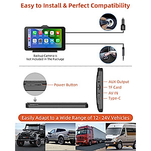 cogamichi Portable Car Stereo with Apple Carplay&Android Auto, 7 Inch HD IPS Touch Carplay Screen for Car Plug in, Wireless Carplay Dash Mount with Bluetooth, GPS Navigation, Mirror Link, Siri Voice