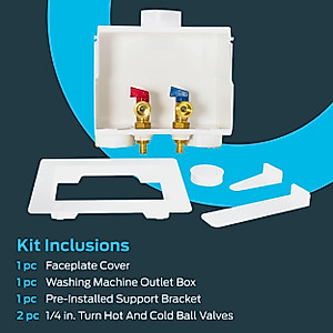 Eastman 1/2 Inch Expansion PEX Connection x 3/4 Inch MHT Washing Machine Outlet Box, Push to Connect Brass Plumbing Fittings, Double Drain, 60261