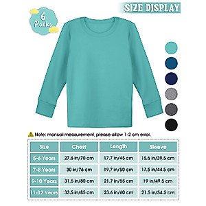 Cooraby 6 Pack Girls Boys Athletic Performance Long Sleeve Shirt Tops Kids Thermal Stretch Undershirt Moisture Wicking Top