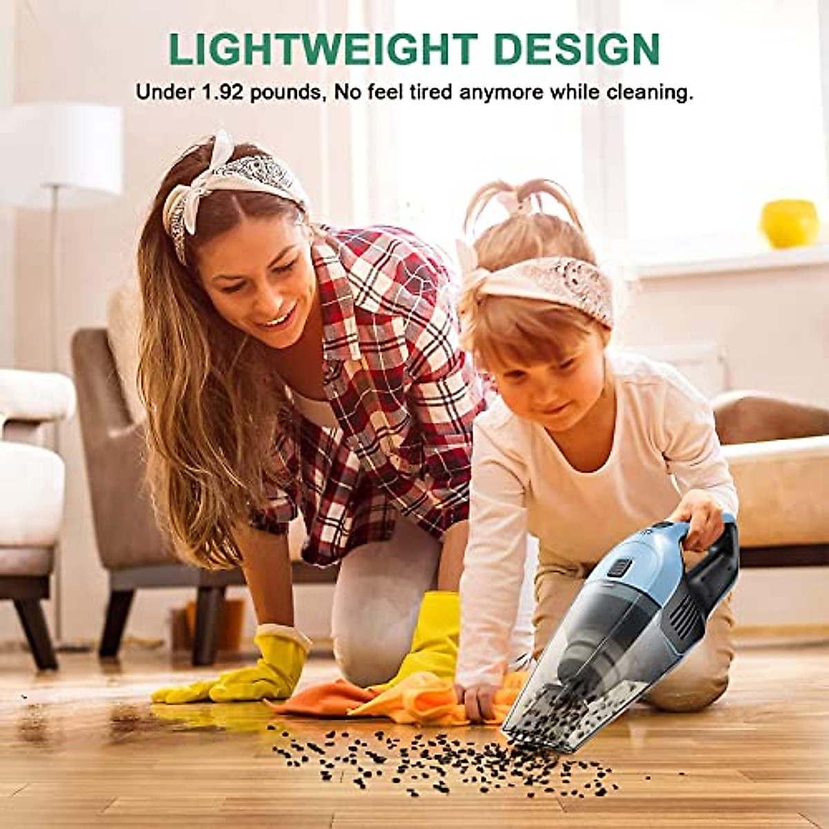 Nozaya Cordless Handheld Vacuum Cleaner - Lightweight Rechargeable Battery