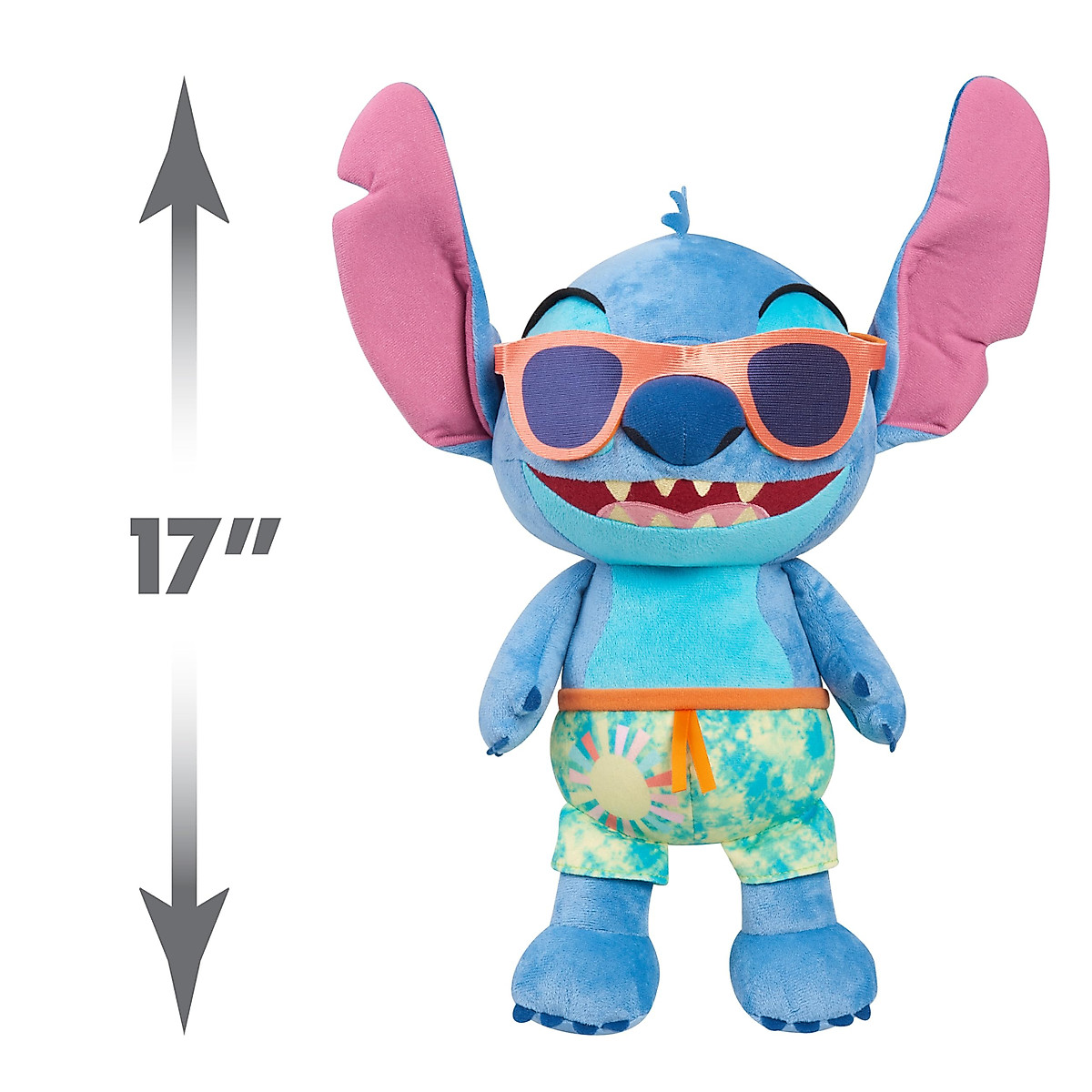 Disney Street Beach Large Plush Stitch, 17-Inch Stuffed Animal, Alien, Disney's Lilo and Stitch