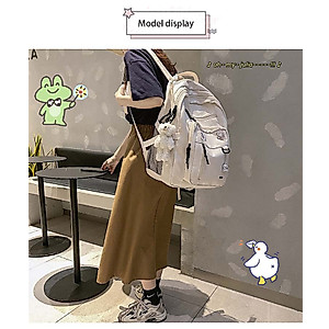 High Capacity Women Backpack Fashion Big Student Backpack Badge Rucksack Girls School Bag Female Cute Leisure Travel Mochila (Only Backpack,white)