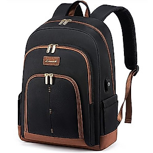 LOVEVOOK Laptop Backpack 15.6 Inch, Water Resistant Travel Backpack for Women Men,College Work Business Back Pack, Black