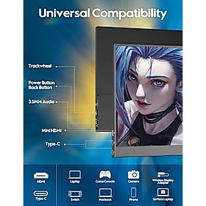 ZSCMALLS Portable Monitor Upgraded Ultra Slim&Lightweight Metal Frame 15 Inch IPS HDR 1080P HD Eye Care Screen USB C Gaming Monitor for Laptop/PC/Cellphone/Switch/PS3-4/Xbox/Raspberry Pi