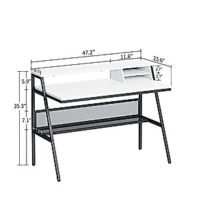 CubiCubi Computer Desk with 2 Storage Drawers, Home Office Writing Desk, Study Table for Small Space, (White, Storage Shelves)