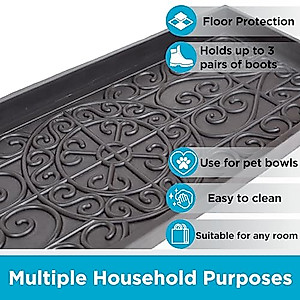 BIRDROCK HOME Rubber Boot Tray - 34 inch Decorative Boot Tray for Entryway Indoor - Shoe Tray