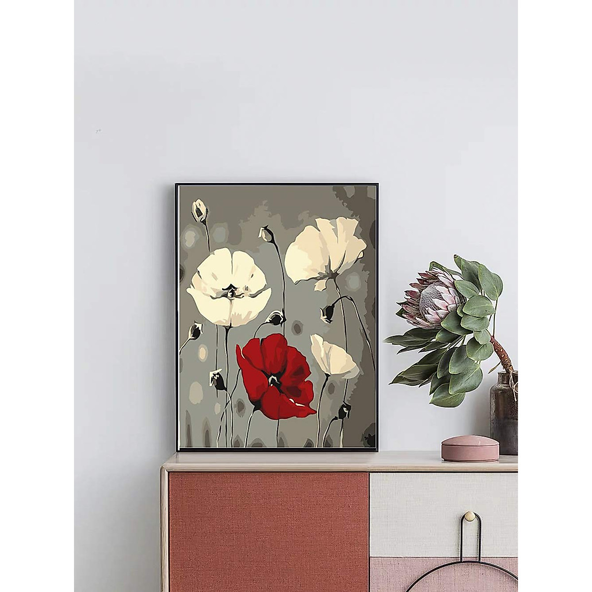 Paint by Numbers for Adults & Kids Easy for Beginner Ages 8-12 Flowers DIY Acrylic Paint Oil Painting on Canvas Drawing Paintwork Paintbrushes Art Crafts Wall Art Decorations 16"x20" Frameless