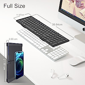 Gimibox Foldable Bluetooth Keyboard, GB320 Full Size Wireless Keyboard with Numeric Keypad, Portable Travel Keyboard for Windows iOS Android Tablets and Smartphones,Sync Up to 3 Devices(Black)