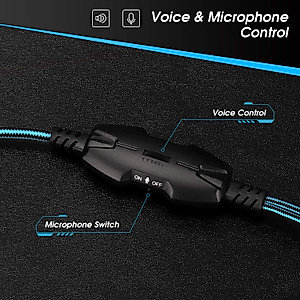 August Gaming Headset EPG100L - Stereo Surround Sound Noise Cancellation Wired Headphones with Adjustable Microphone and RGB Light Compatible PC Mac Tablets Phones