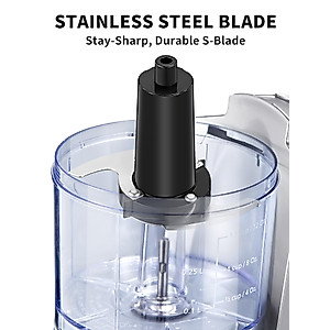 1.5-Cup One-Touch Electric Food Chopper, 100W Mini Food Processor Meat Grinder, Mix, Chop, Mince and Blend Vegetables, Fruits, Nuts, Meats, Stainless Steel Blade (Silver)