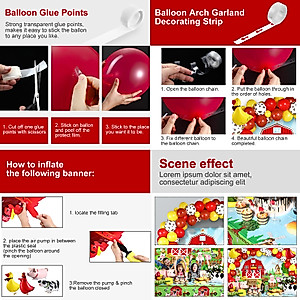 Farm Animals Theme Party Decorations Farm Barn Animals Backdrop Banner Farmhouse Animals Decor Party Tablecloth Balloon Arch Garland Kit for Birthday Photography Baby Shower Party Supplies (Red)