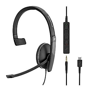 Sennheiser SC 135 USB-C (508355) - Single-Sided (Monaural) Headset for Business Professionals | with HD Stereo Sound, Noise-Canceling Microphone, & USB-C Connector (Black)