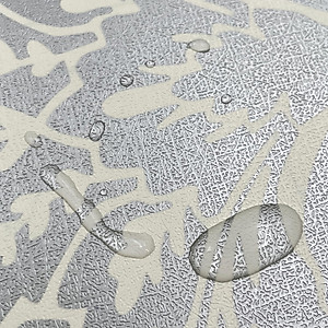 LovingWay Vintage Shelf Liner Self-Adhesive 17.7x177 Inch Drawer Covering PVC Paper Upgrade Old Furnitures Looking Grey Damask