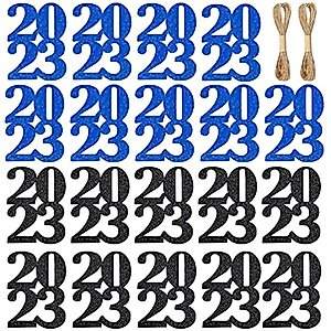 Tofficu Food Labels Circle Stickers 1 Set of Glitter 2023 Cutouts Tags Double Side 2023 Graduation Cutouts for 2023 Graduation Decorations Party Favors Food Labels Circle Stickers