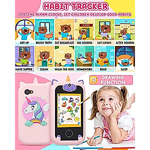 Joozfee Kids Smart Phone for Girls Unicorns Gifts for Girls Toys 8-10 Years Old Phone Touchscreen Learning Toy Christmas Birthday Gifts for 3 4 5 6 7 8 9 Year Old Girls with 8G SD Card (Unicorns)