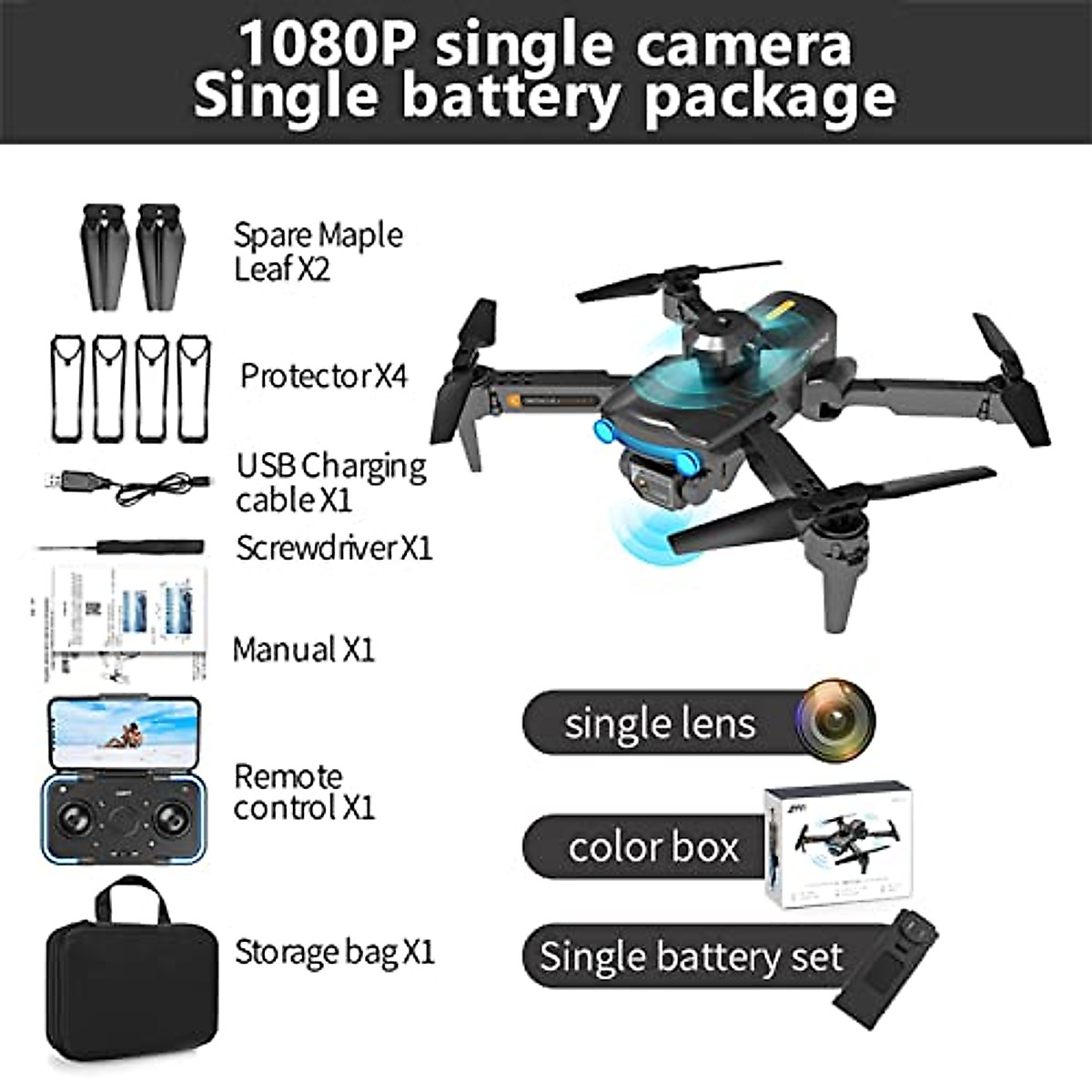 Tyranitar Mini Drone with 1080P Dual HD Camera, 2023 Upgradded RC Quadcopter FPV Camera Foldable Drone Toys Gift for Adults and Kids, One Key Start Speed Adjustment, 360° Altitude Hold Mode