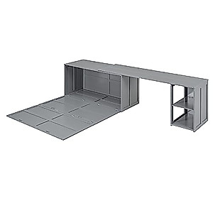 Murphy Bed with Rotable Desk,Queen Size Space-Saving Platform Bed Frame with Storage Desk for Bedroom,Easy to Assembly, No Need Spring Box (Grey)