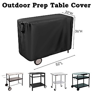 Andacar Prep Table Cover for Cuisinart CPT-200 Outdoor BBQ Prep Cart, 50inch BBQ Cart Cover Waterproof Tool Box Grill Table Cover - 52 x 22 x 36 Inch