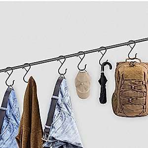 SAGARHR 10PCS S Hooks for Kitchen Utensil and Closet Rod, Rustproof Safety Buckle Design Metal Hanging Plants, Lights, Kitchenware, Pots, Pans, Cups, Clothes, Towels (10, Black)