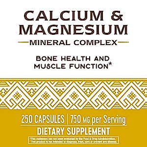 Nature's Way Calcium & Magnesium Mineral Complex, Supports Bone Health*, 750 mg per serving, 250 Capsules