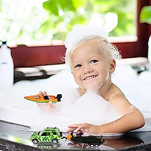ArtCreativity SUV Toy Car with Trailer and Speedboat Playset for Kids, Interactive Jungle Play Set with Detachable Speed Boat and Opening Doors on 4 x 4 Toy Truck, Best Birthday Gift for Boys & Girls