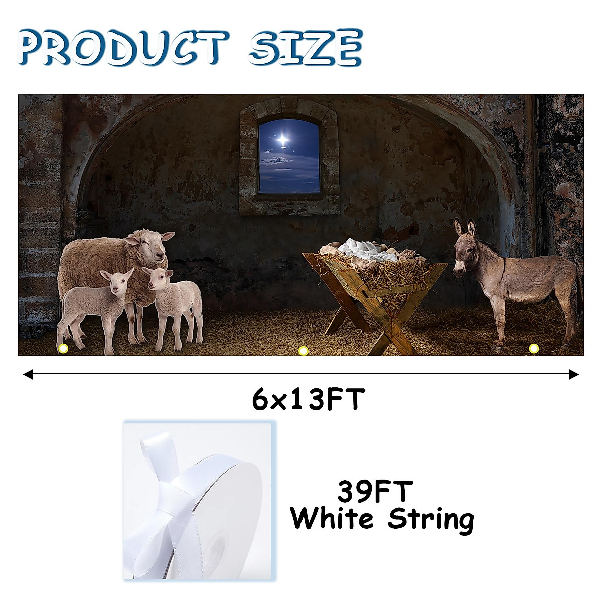 ontigola Holy Nativity Christmas Holiday Garage Door Decorations 6 x 13 ft Christmas Nativity Barn Birth of Jesus Nativity Winter Large Door Cover Decoration Outdoor Holiday Decoration