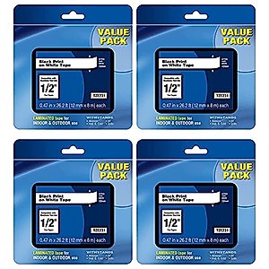 4 Pack T-Ze231 Label Tape Compatible with Brother P Touch Label Tape TZe-231 TZe231Tape 12mm 0.47 Inch Laminated, Black on White