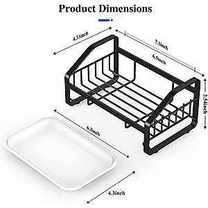 BSKSSK Sink Caddy, Sponge Holder for Kitchen Sink, Kitchen Bathroom Sink Organizer, 304 Stainless Steel Kitchen Countertop Organizer Soap Tray with Removable Drain Tray-Black